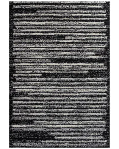 Jonathan Y Khalil Modern Berber Stripe Polypropylene Rug In Black ...