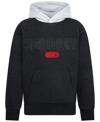 Jordan Kids' Big Boys Logo Embossed Heathered Fleece Hoodie In Black ...