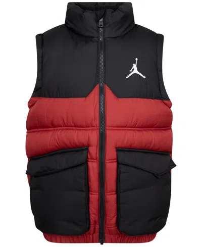 Jordan Kids' Big Boys Logo Fleece-lined Faux-down Puffer Vest In Gym ...