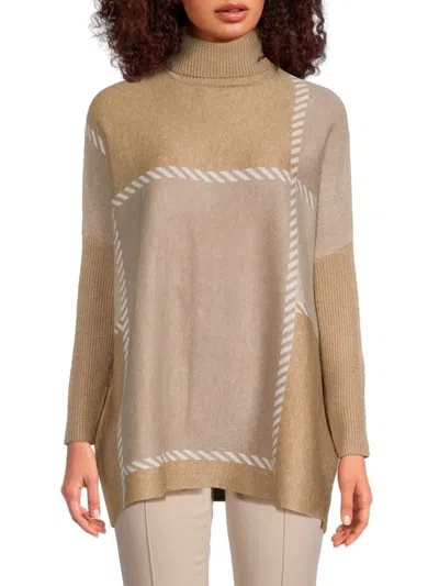 Joseph A Women's Tonal Printed Sweater In Camel Colorblock | ModeSens