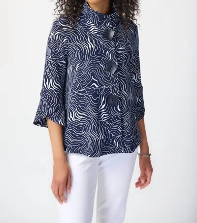 Joseph Ribkoff Abstract Puff Print Silky Knit Jacket In Blue | ModeSens