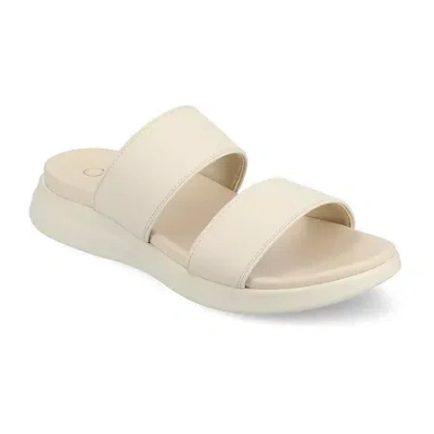 Journee Collection Womens Janis Flat Sandals In White | ModeSens