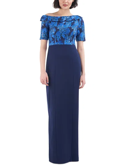 Js Collections Womens Embroidered Sequined Evening Dress In Blue | ModeSens