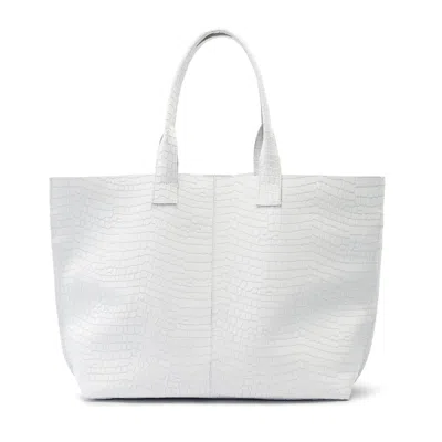 Juan-jo Women's White Croc Embossed Extra Large Tote Bag - Maxi | ModeSens