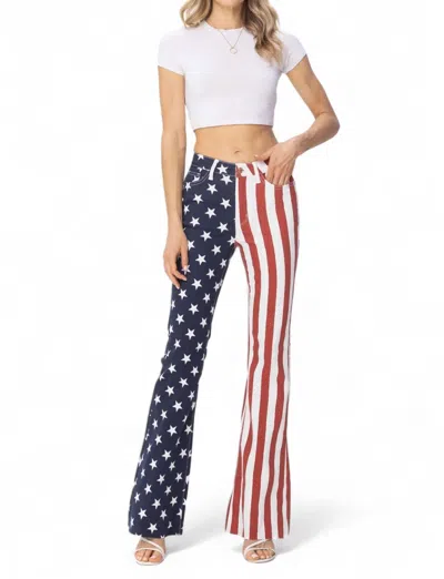 Judy Blue High Waist American Flag Flares Jean In White/navy/red In ...