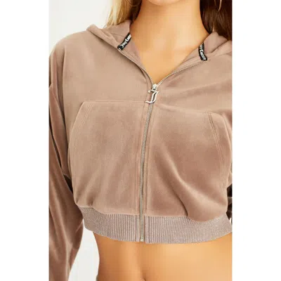 Juicy Couture Cropped Velour Track Jacket In Pewter | ModeSens