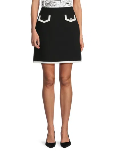 Karl Lagerfeld Women's Faux Pocket Mini A Line Skirt In Black | ModeSens