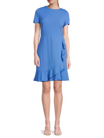 Karl Lagerfeld Women's Ruffle Mini Dress In Blue | ModeSens