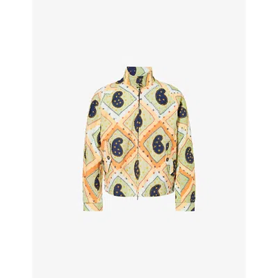 Kartik Research Mens Multi X Baracuta Contrast-panels Relaxed-fit Cotton Jacket | ModeSens