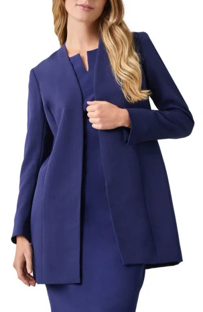 Kasper Collarless Crepe Jacket In Navy | ModeSens