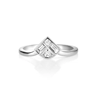 Kate Mccoy Women's Geometric Fan Brilliant Cut Diamond Ring White Gold ...