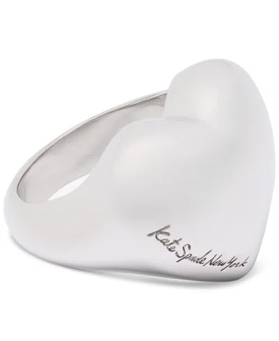 Kate Spade Enamel Logo Heart You Statement Ring In Silver | ModeSens