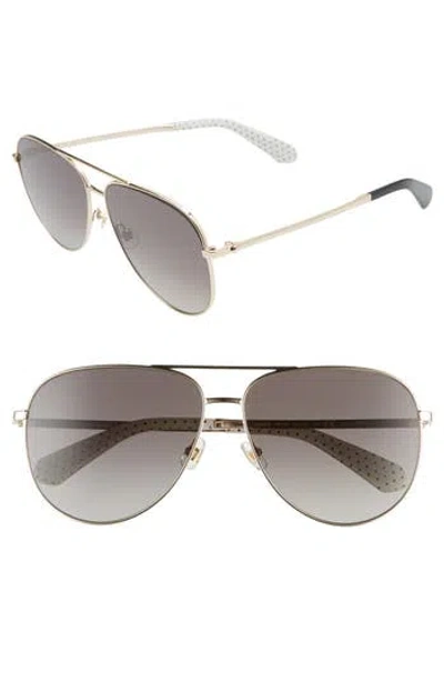 Kate Spade New York Isla 61mm Aviator Sunglasses In Gold/black/grey ...
