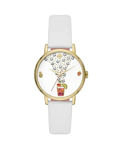Kate Spade Women's Metro White Leather Watch 34mm | ModeSens