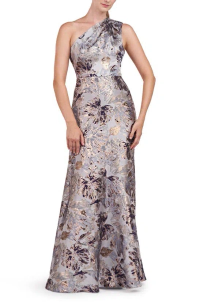 Kay Unger Women's Gianella Metallic Floral Jacquard One-shoulder Gown ...
