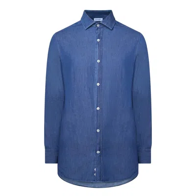 Kempt Blue Men's Casual Dark Denim Shirt | ModeSens