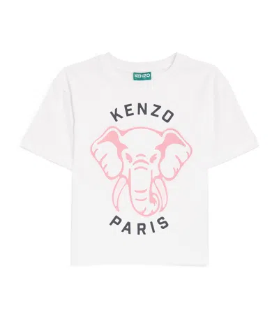 Kenzo Kids' Elephant Logo T-shirt In White | ModeSens