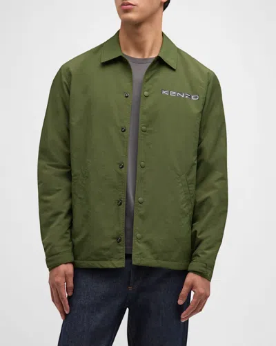 Kenzo Men's Business Graphic Heavy Coach Jacket In Dark Khaki | ModeSens