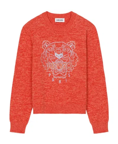 Kenzo Tiger Marl-knit Cotton Jumper In Red | ModeSens