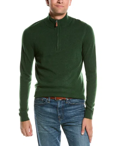 Kier + J Kier+j Quarter Zip Wool & Cashmere-blend Sweater In Green ...