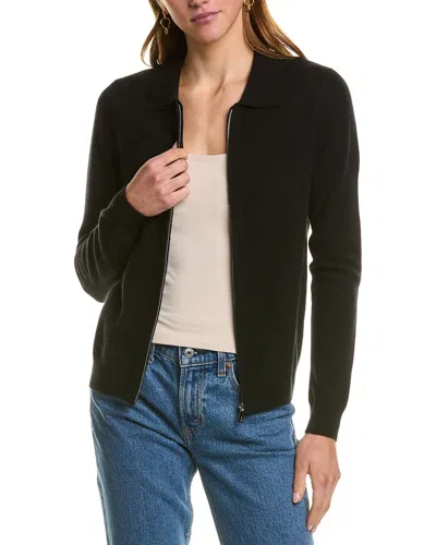 Kier + J Zip Cashmere Bomber Sweater In Black | ModeSens