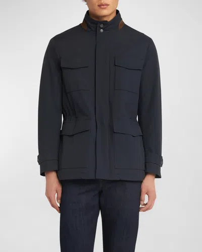 Kiton Men's Nylon Concealed-zip Field Jacket In Navy | ModeSens