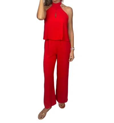 Kld. Signature Teardrop Keyhole Halter Jumpsuit In Red | ModeSens