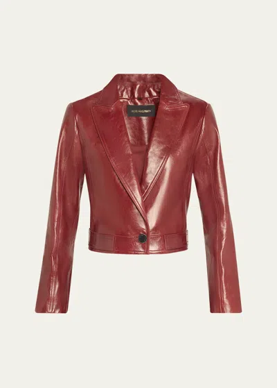 Kobi Halperin Astra Cropped Leather Jacket In Bordeaux | ModeSens
