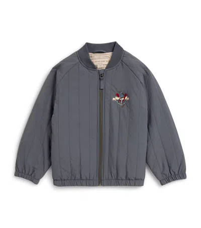 Konges Slojd Kids' Embroidered Anchor Juno Bomber Jacket In Grey | ModeSens