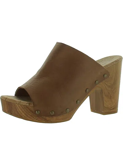 Kork-ease Womens Leather Peep Toe Mules In Brown | ModeSens
