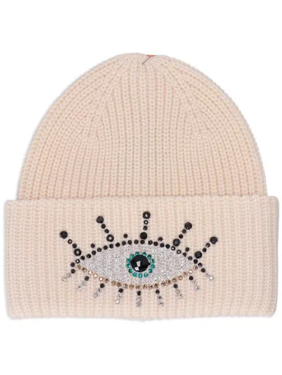 Kurt Geiger Evil Eye Beanie In Neutrals | ModeSens