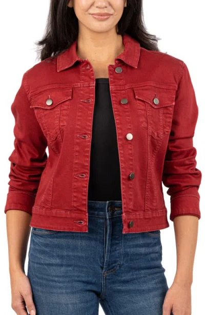 Kut From The Kloth Julia Crop Denim Trucker Jacket In Red | ModeSens