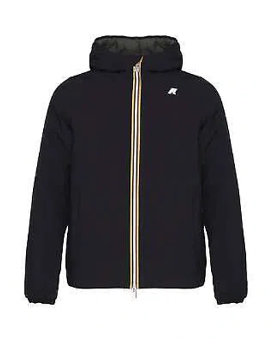 Pre-owned Kway K-way Double Face Padded Jacket In Black And Green 100% ...