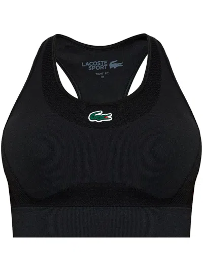 Lacoste Logo Embroidered Sports Bra In Black | ModeSens