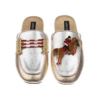 Laines London Women's Silver / Gold Classic Mules With Show Jump Horse ...