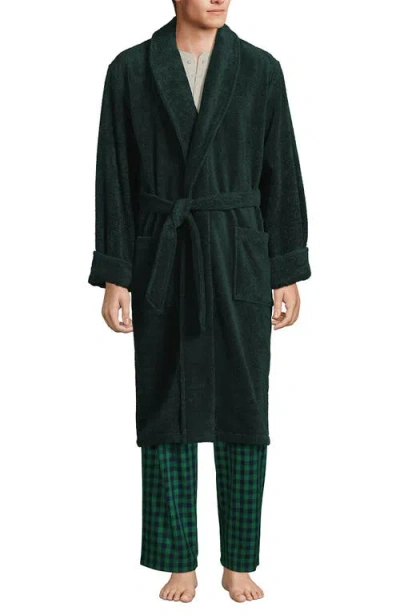 Lands' End Calf Length Turkish Terry Robe In Deep Forest | ModeSens