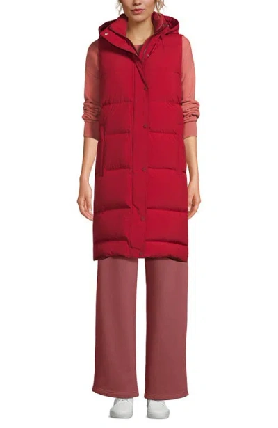 Lands' End Wide Channel 600 Down Puffer Long Vest In Oxblood Red | ModeSens