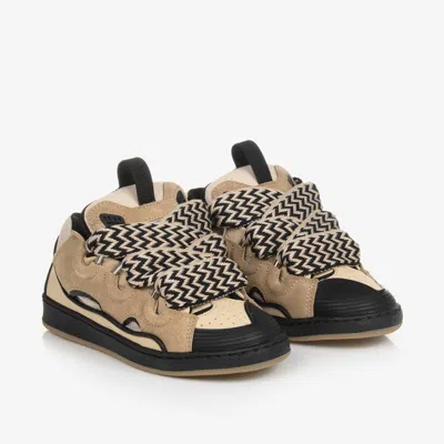 Lanvin Kids' Boys Beige Leather Curb Trainers | ModeSens