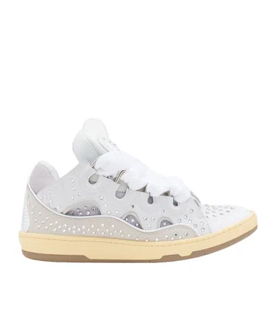 Lanvin Curb Rhinestone-embellished Sneakers In White | ModeSens