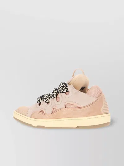Lanvin Leather And Fabric Curb Sneakers | ModeSens