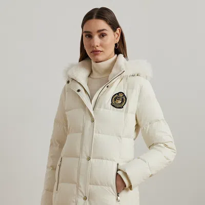 Ralph Lauren Crest-patch Hooded Down Coat In Cream | ModeSens
