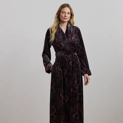 Lauren Ralph Lauren Paisley Velvet Long Shawl-collar Robe In Multi ...