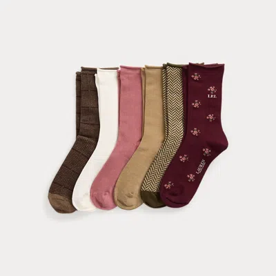 Lauren Ralph Lauren Patterned Stretch Roll-top Sock 6-pack In Assorted ...