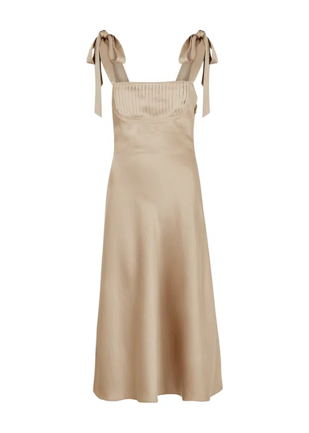 Lavish Alice Champagne Bias-cut Satin Midi Dress In Bronze | ModeSens