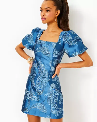 Lilly Pulitzer Booker Skirted Romper In Low Tide Navy Dancing Koi ...