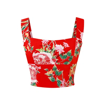 Lily Phellera Women's Elsa Crop Top With Corset Detail In Red | ModeSens