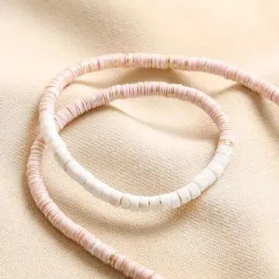 Lisa Angel Light Pink And Gold Heishi Necklace | ModeSens