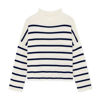 Lisa Yang Sandy Sweater In Cream,navy Stripes | ModeSens