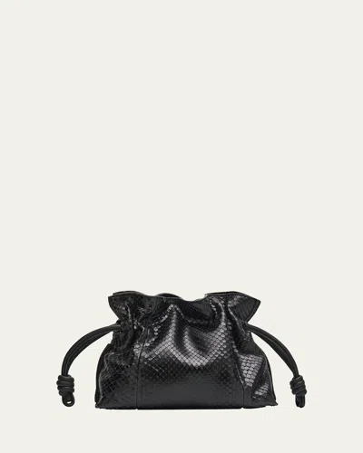 Loewe Flamenco Mini Clutch Bag In Python In Black | ModeSens