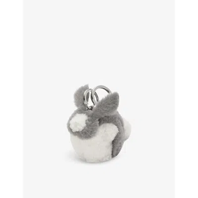 Loewe Womens Light Grey X Suna Fujita Bunny Shearling Charm | ModeSens